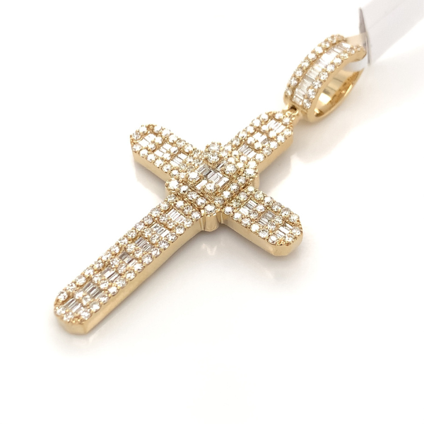 3.00 CT Baguette Cross Diamond Pendant